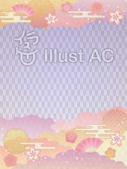 梅と扇子イラスト - No: 1662968／無料イラストなら「イラストAC」